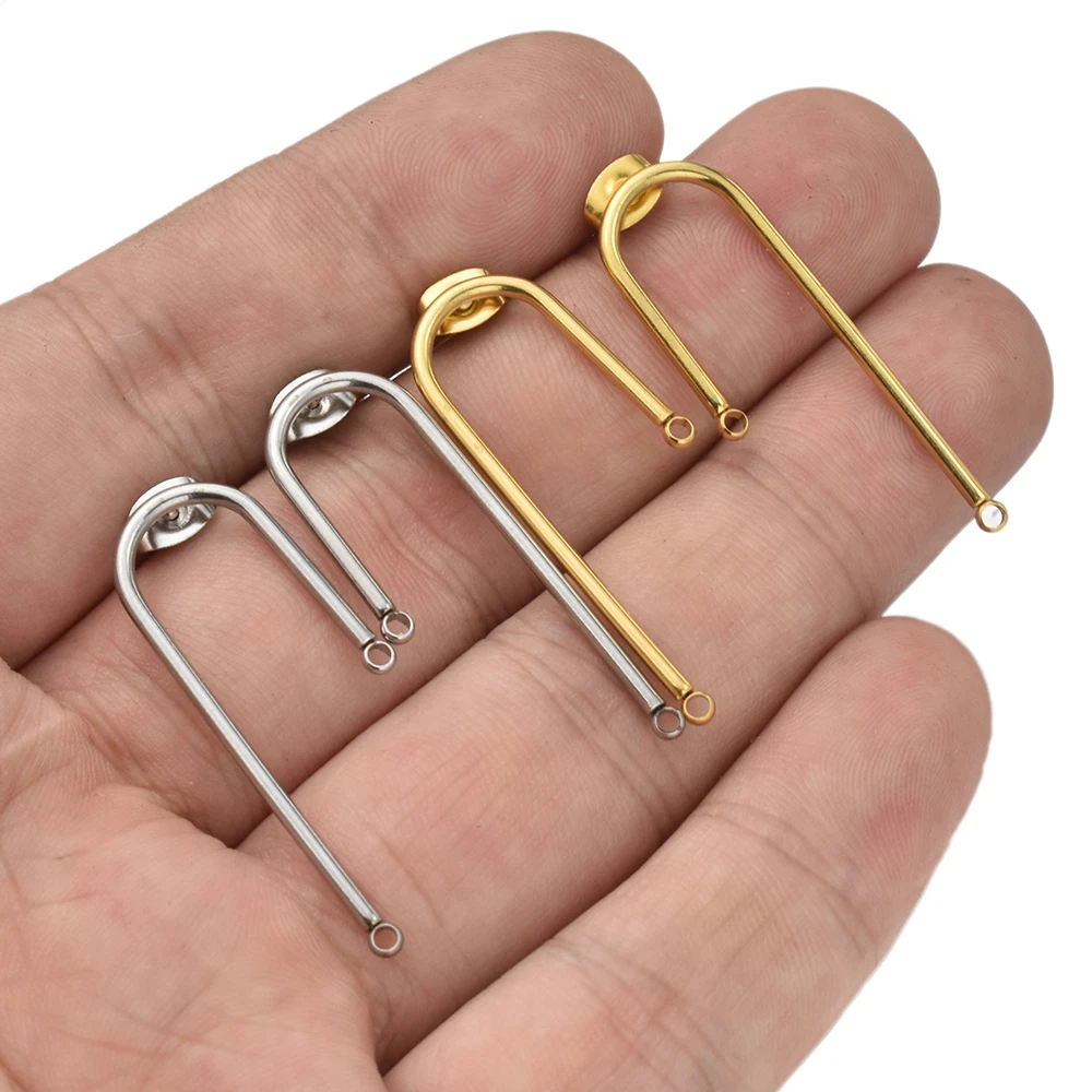 10pcs/lot Gold Stainless Steel Accessories For Earrings Base Post ...