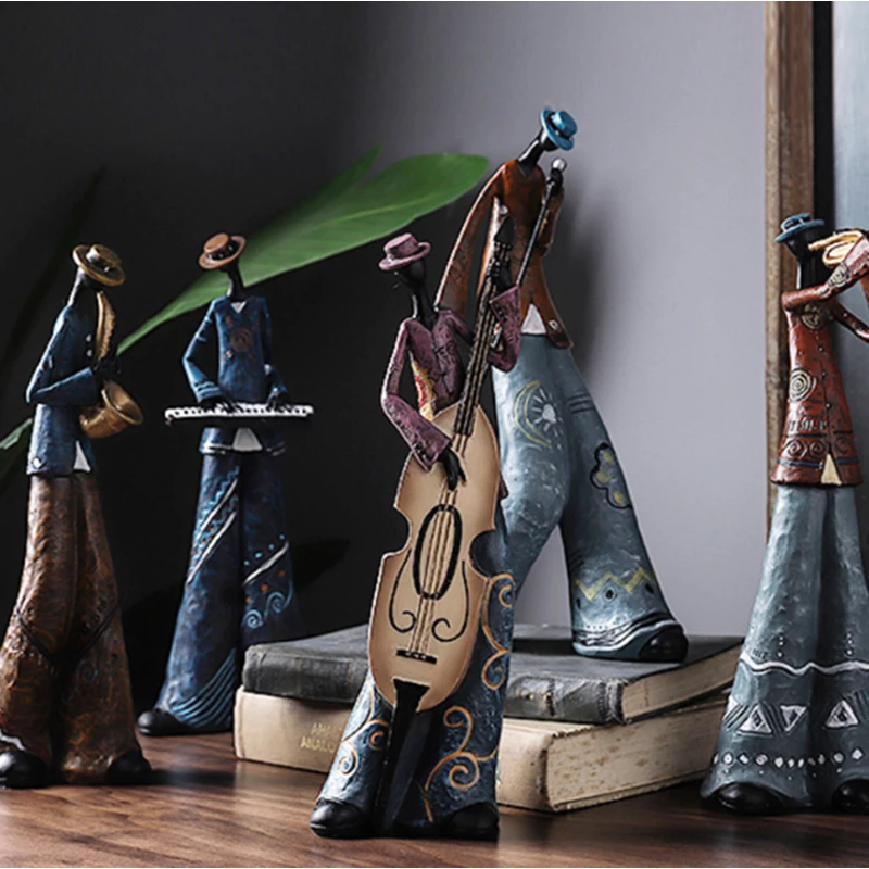 Creative-Resin-Rock-Band-Figurines-Retro-Musical-Instrument-Musician ...