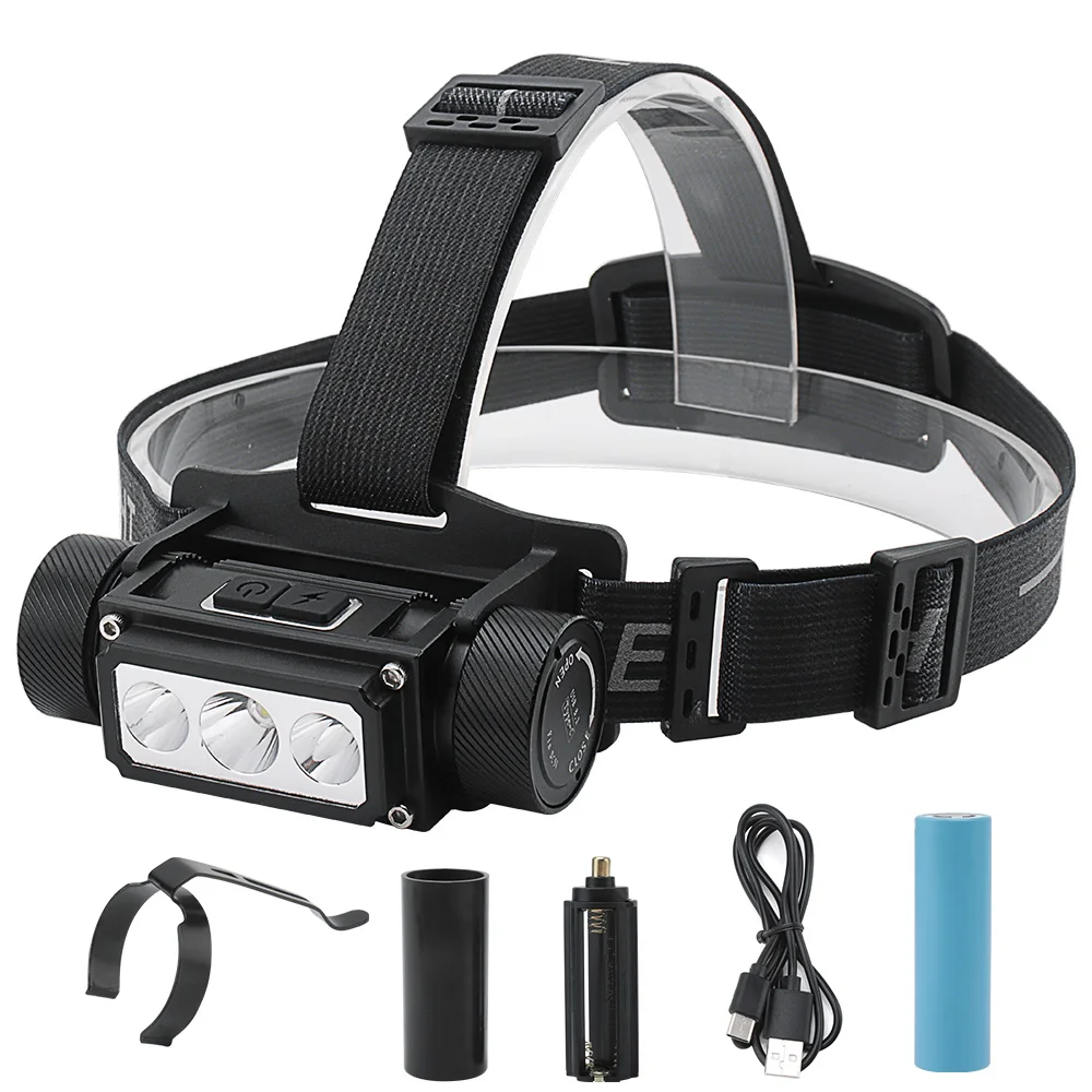 BORUiT Super Bright 3 LED L2 Headlamp Flashlight Type C USB ...
