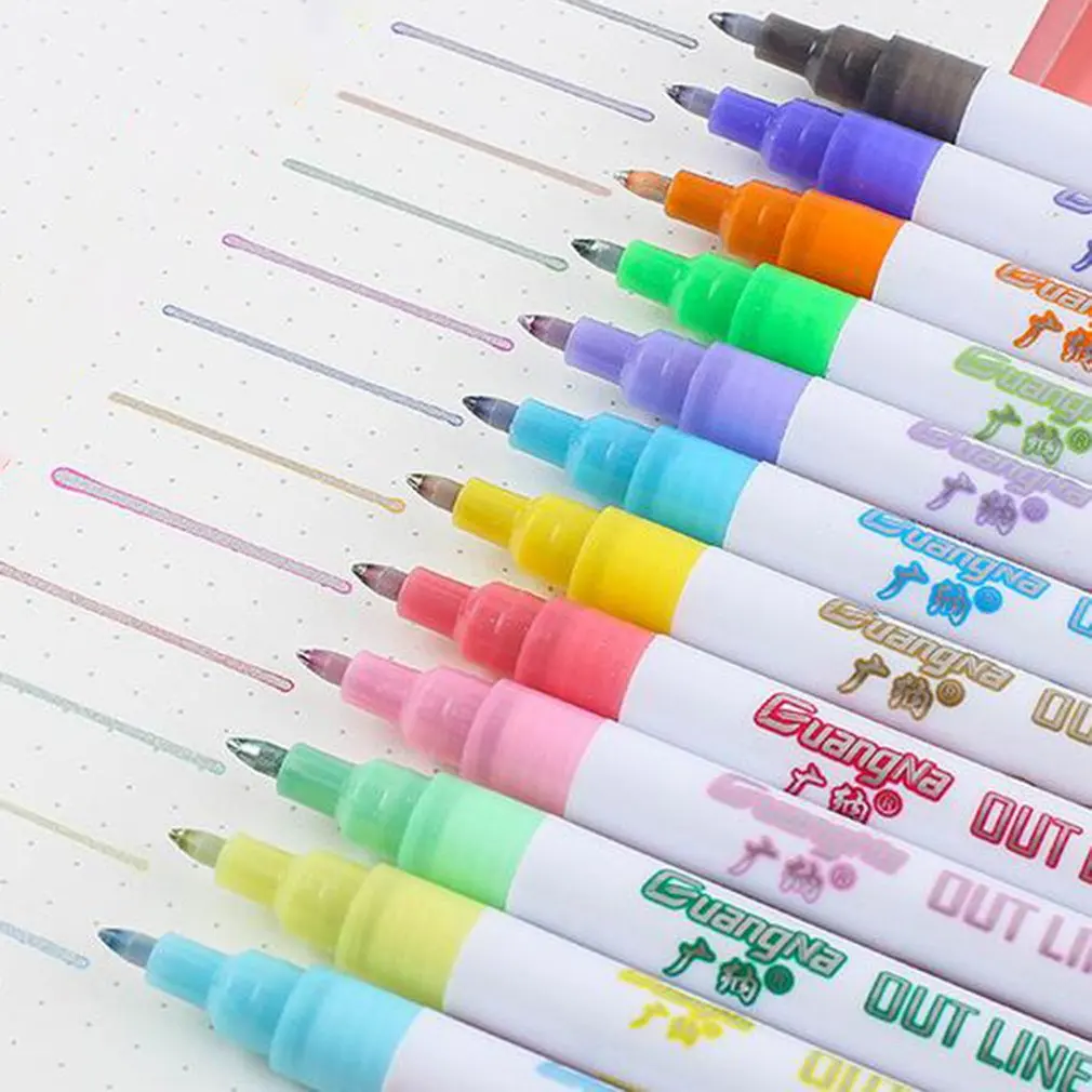 art markers 8 color double-line pens Light-colored student fluorescent ...