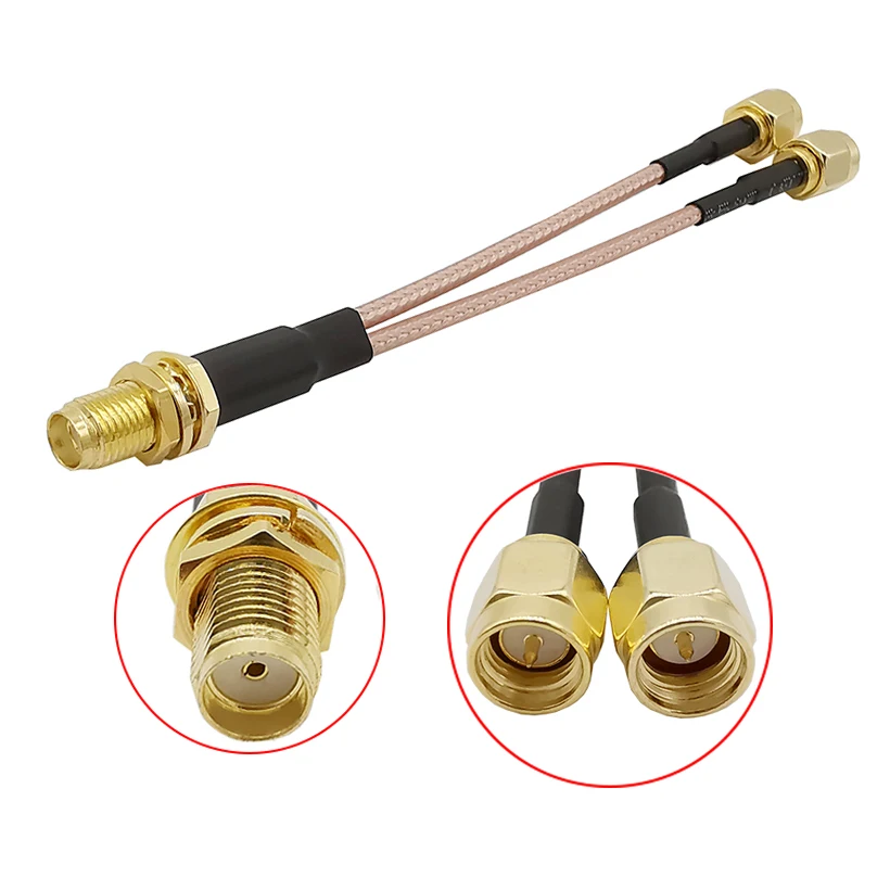 1pcs Sma Connector Sma Female Bulkhead To 2x Sma Male Plug Rg316 ...