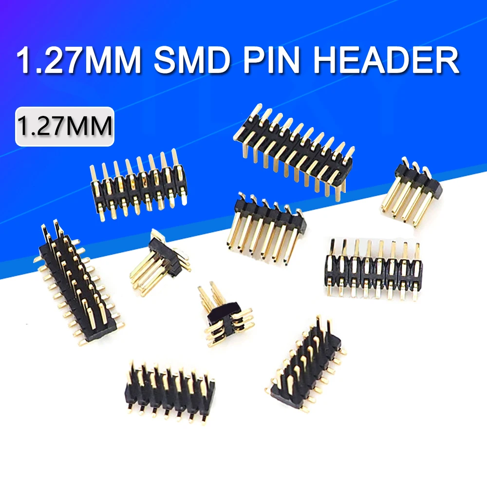 10PCS SMD SMT 2*2/3/4/5/6/7/8/9/10/12/16/20/40/ PIN double row male PIN HEADER 1.27MM PITCH ...