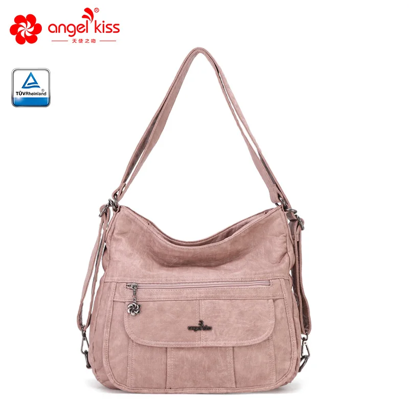 Angel kiss Fashion Ladies Washed PU Handbag Shoulder Messenger Bag ...