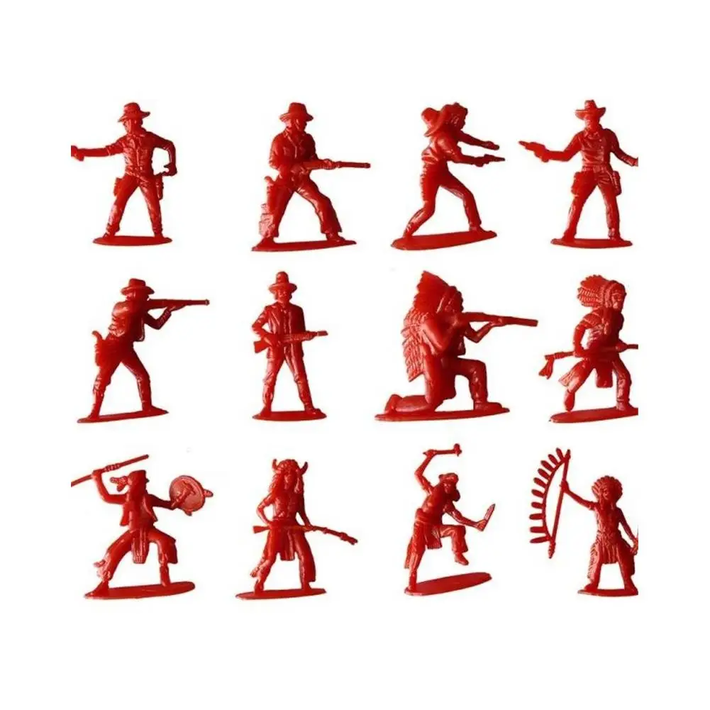 100Pcs/Pack Classic Indians & Cowboy Action Figures Military Army ...