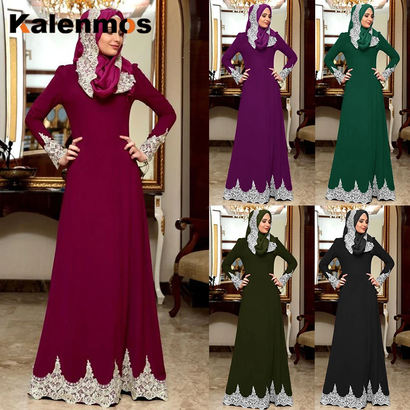 KALENMOS Muslim Hijab Dress Women Islamic Moroccan Kaftan Turkey Abaya ...