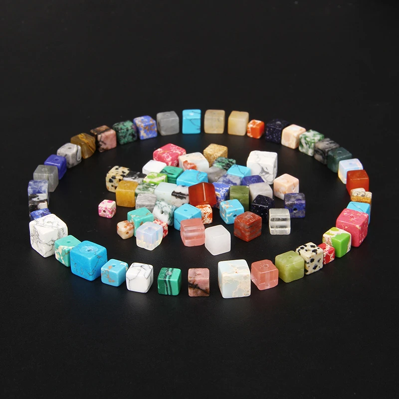 Fashion Colors 4mm/6mm/8mm Square Beads Cube Natural Stone Beads Diy ...