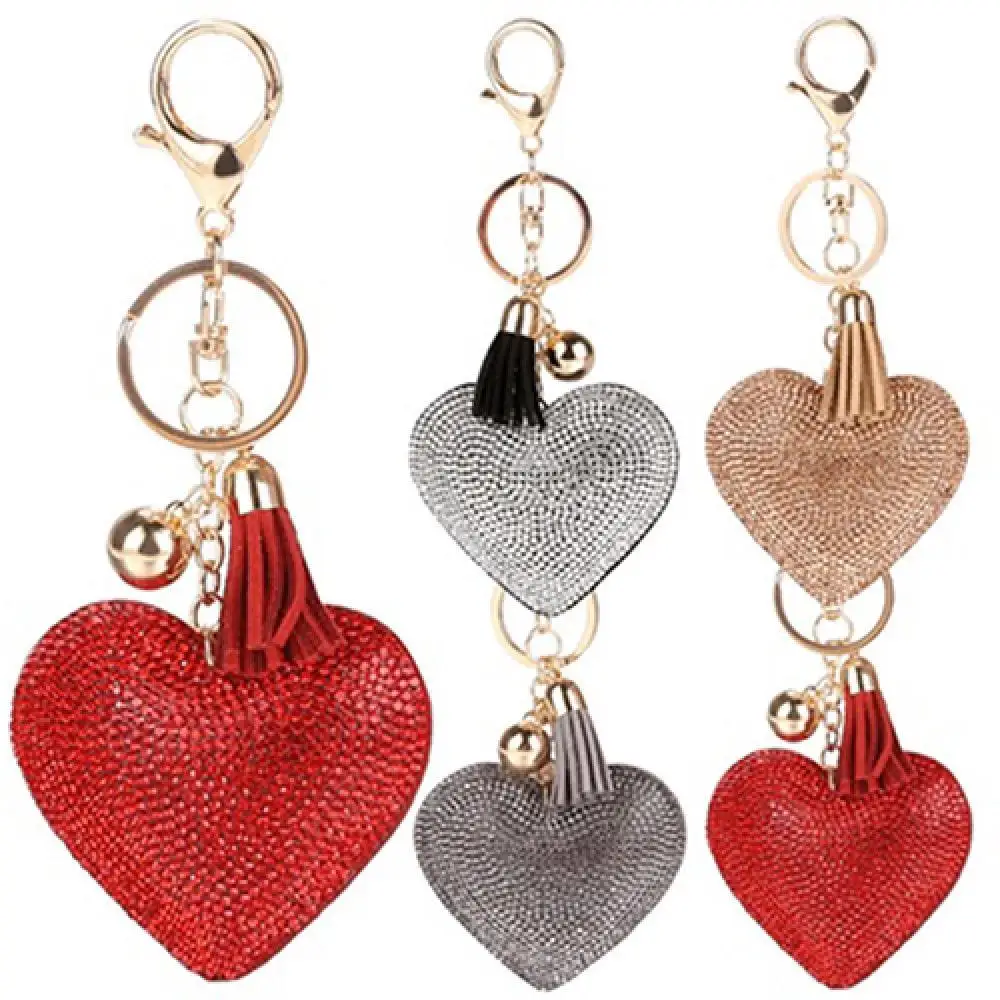Women-Romantic-Key-Chain-Love-Heart-Shape-Rhinestone-Tassels-Bag-Charms ...