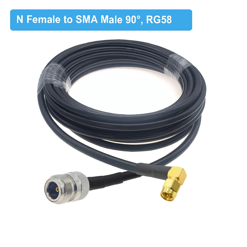 N Male Right Angle to SMA Male Straight / Right Angle RG58 Cable