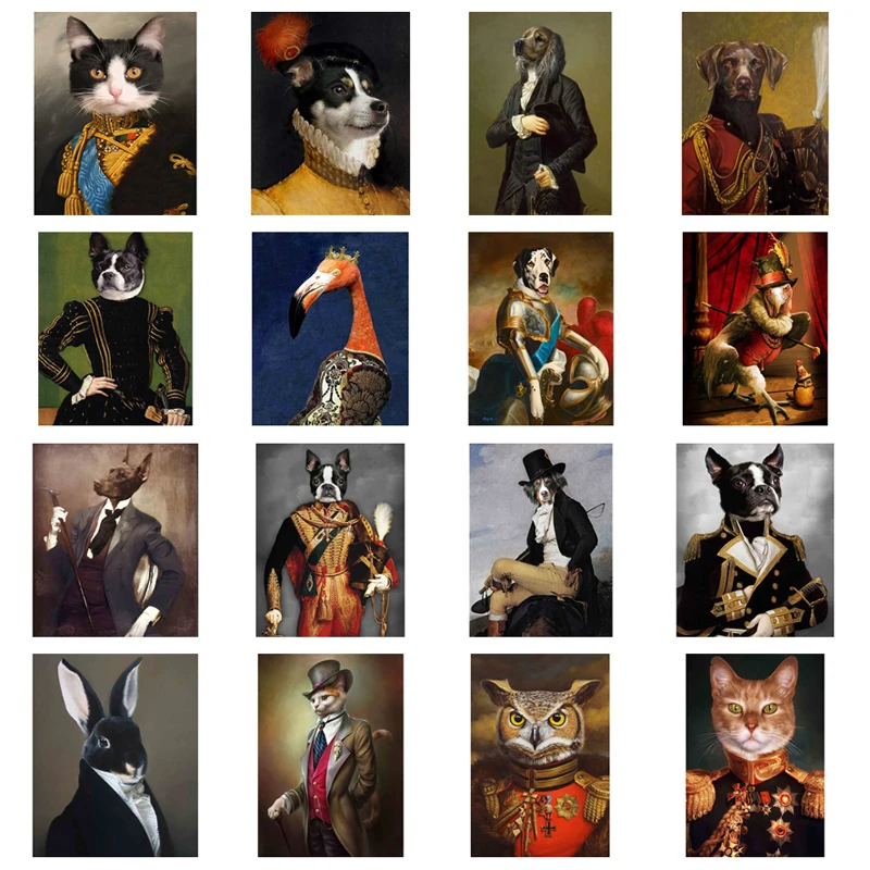 Wall Art Canvas Vintage Animals | Vintage Decoration Picture Dog ...