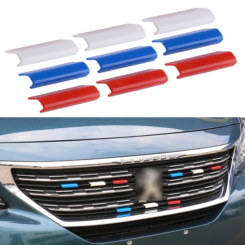 9pcs Car Front Grille Grill Cover Trim France Flag Color Fit For ...