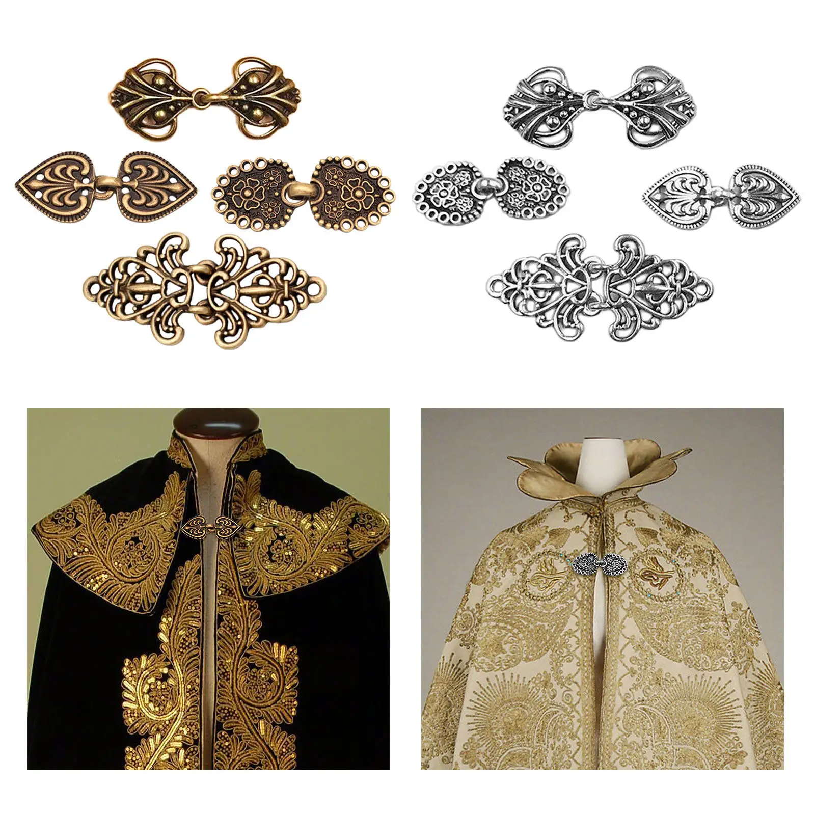 4 Pairs Vintage Cardigan Clip Buttons Cape Cloak Eyes Hooks Clasp ...
