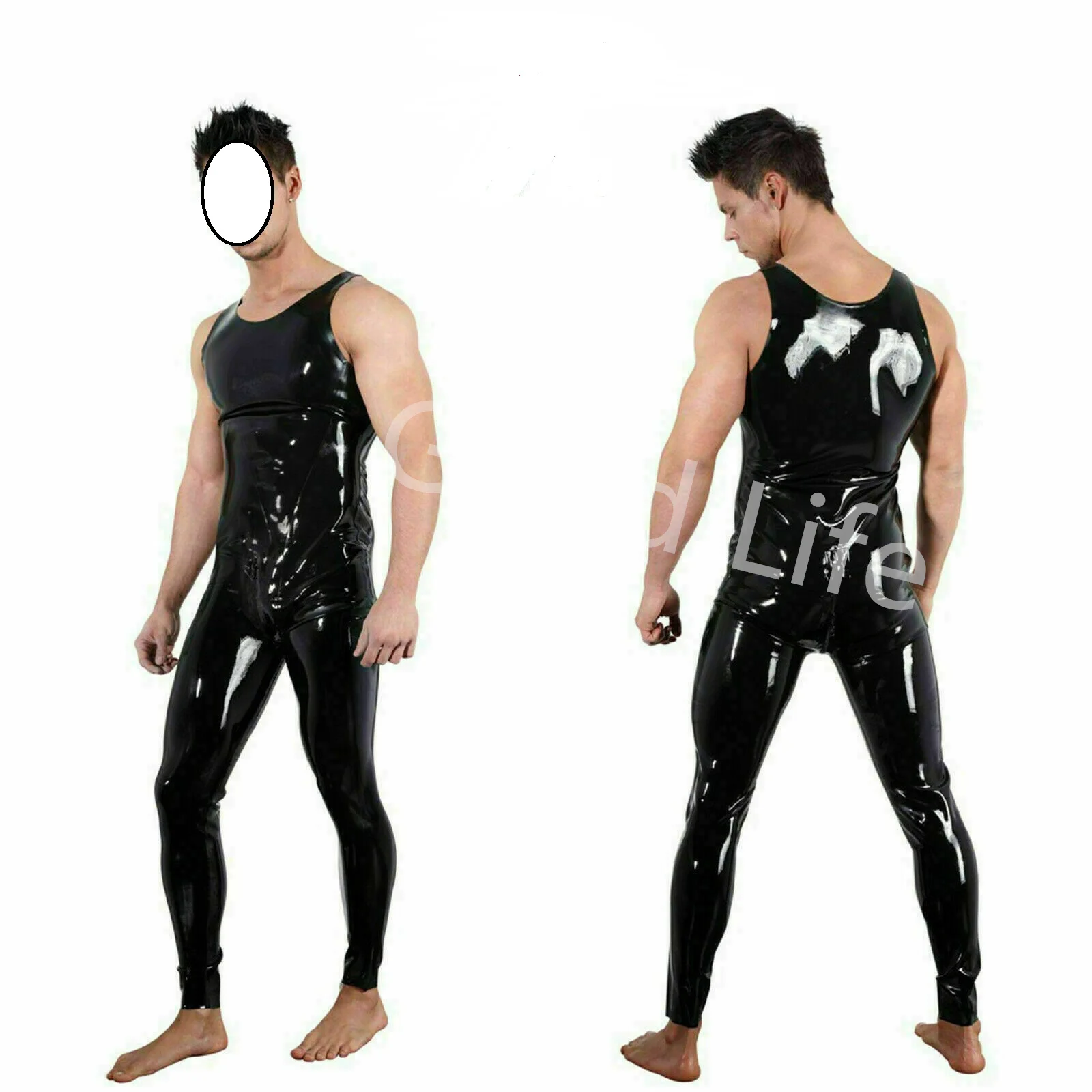 Men-s-Latex-Overall-Sleeveless-Black-Overalls-with-Zipper-Skin-Tight ...