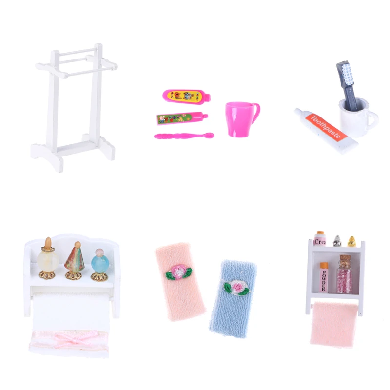 Handmade-Towel-Rack-Makeup-Cosmetic-Set-Miniature-Bathroom-Toiletries ...