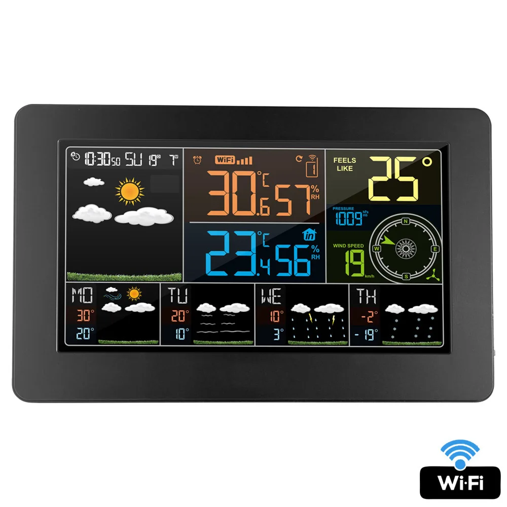 FanJu-WiFi-Weather-Station-Wall-Digital-Alarm-Clock-Term-metro-Higr ...