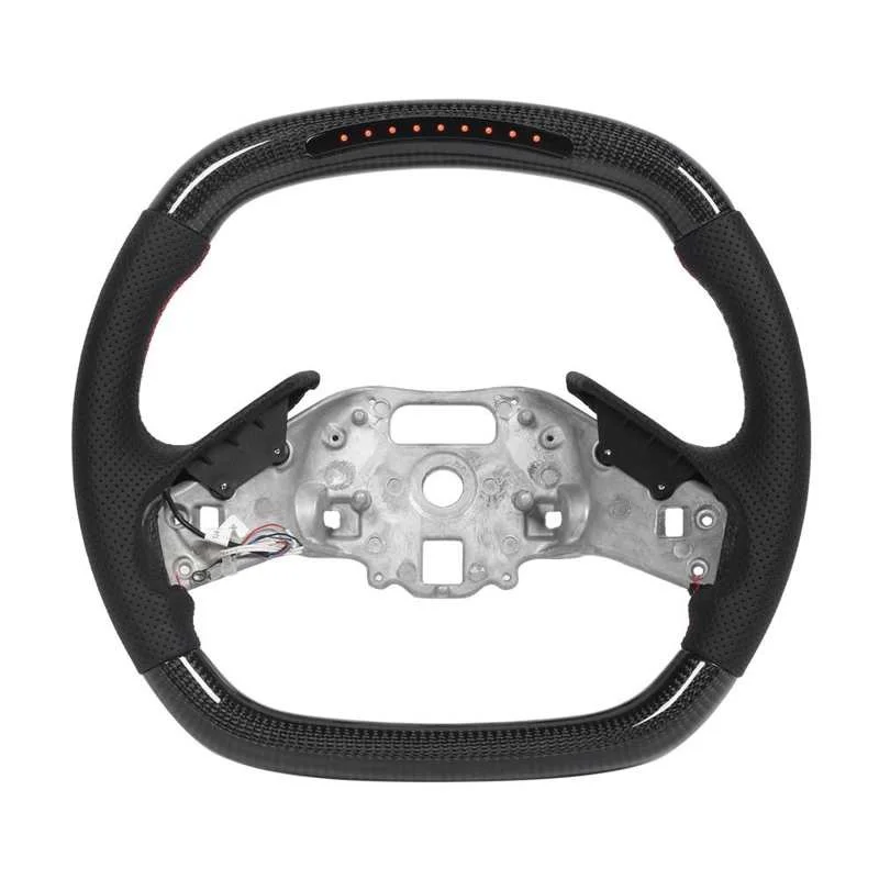 Carbon Fiber LED Shift Lights Display Steering Wheel Perforated Leather ...