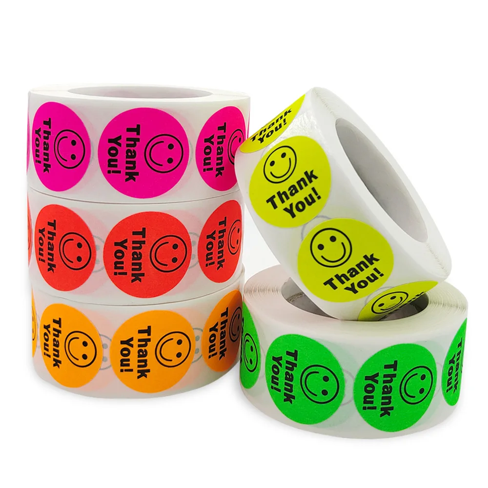 Smiley Face Sticker 500 Pcs/roll For Kids Reward Sticker Yello Green ...
