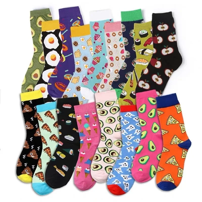 Novelty-Women-Socks-Funny-Cute-Cartoon-Fruits-Banana-Avocado-Lemon-Egg ...