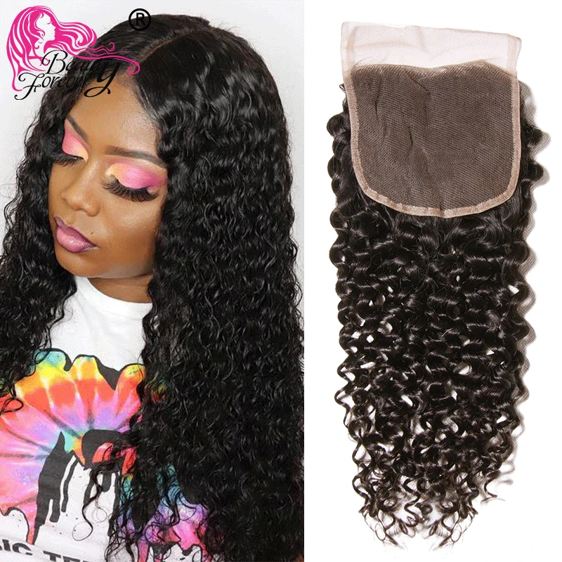 Beauty Forever 4*4 Curly Lace Closure Malaysian Curly Human Hair Lace ...