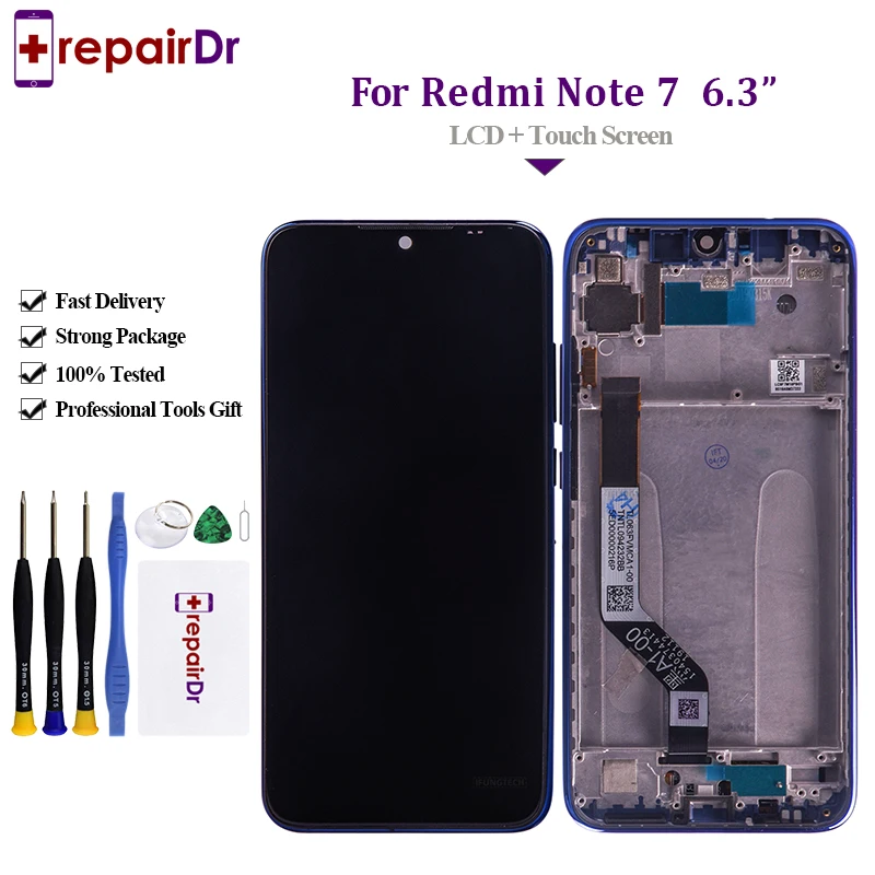 6.3 "novo para xiaomi redmi nota 7 display lcd tela de toque digitador assembléia com quadro ...