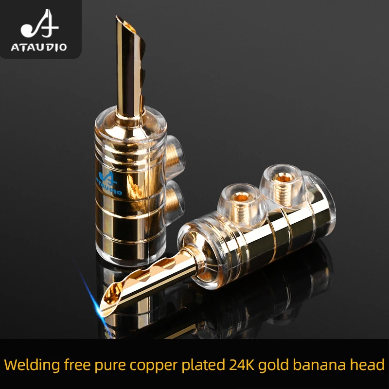 8PCS-HIFI-Banana-plug-pure-Copper-24K-Gold-Plated-4mm-Banana-connector ...
