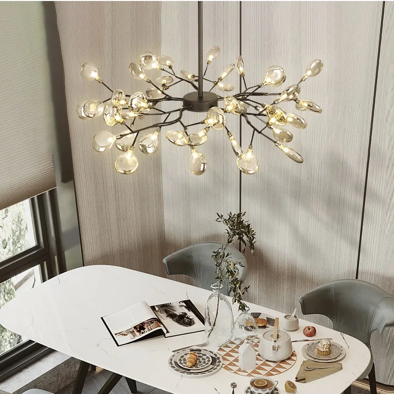 Moderne luciole LED lustre lumière élégant arbre branche lustre lampe ...