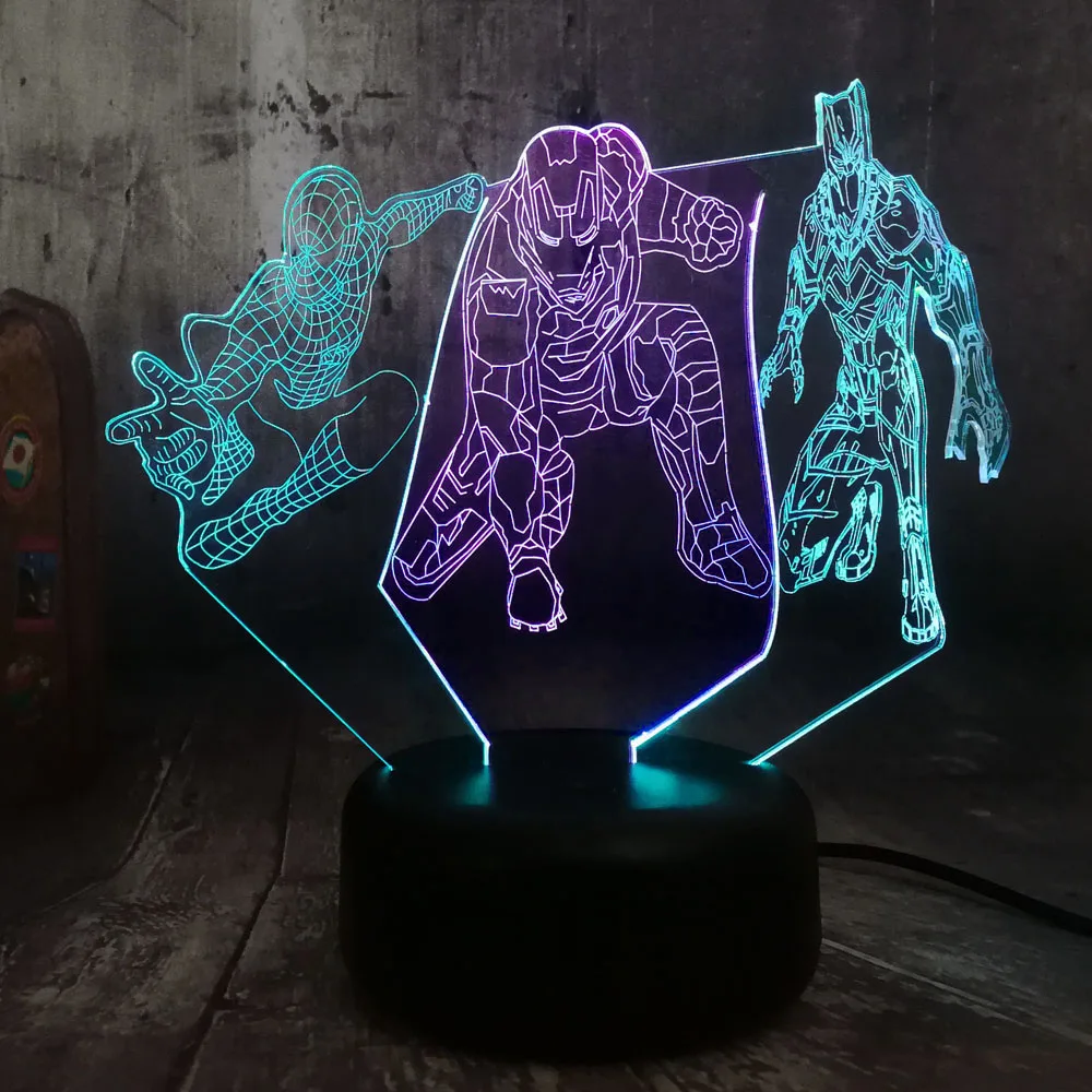 Cool-Spiderman-Black-Panther-iron-Man-Marvel-The-Avengers-3D-Night ...