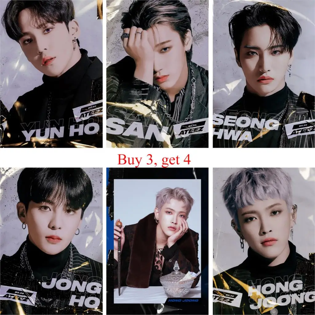 Ateez Members Kpop Posters Wall Stickers Glossy Paper Prints White ...