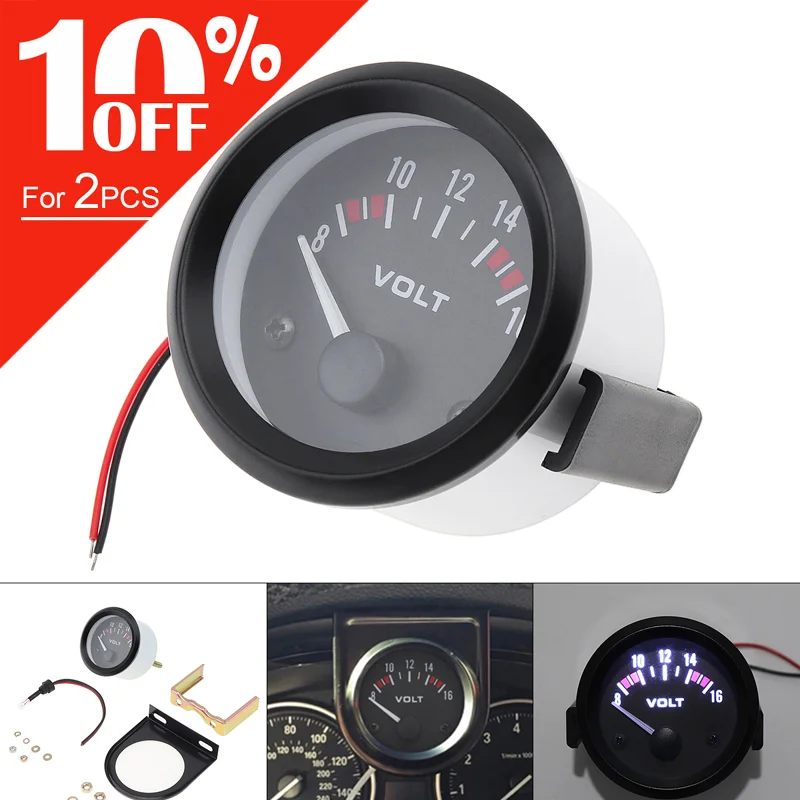 2" 52MM DC 12V Universal Black LED Electrical Car Voltmeter Voltage ...