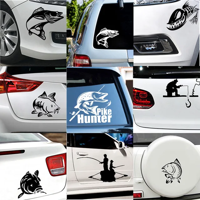 Car-styling Funny Go Fishing and Carp Hunter Car Decal Stickers 3D Car ...