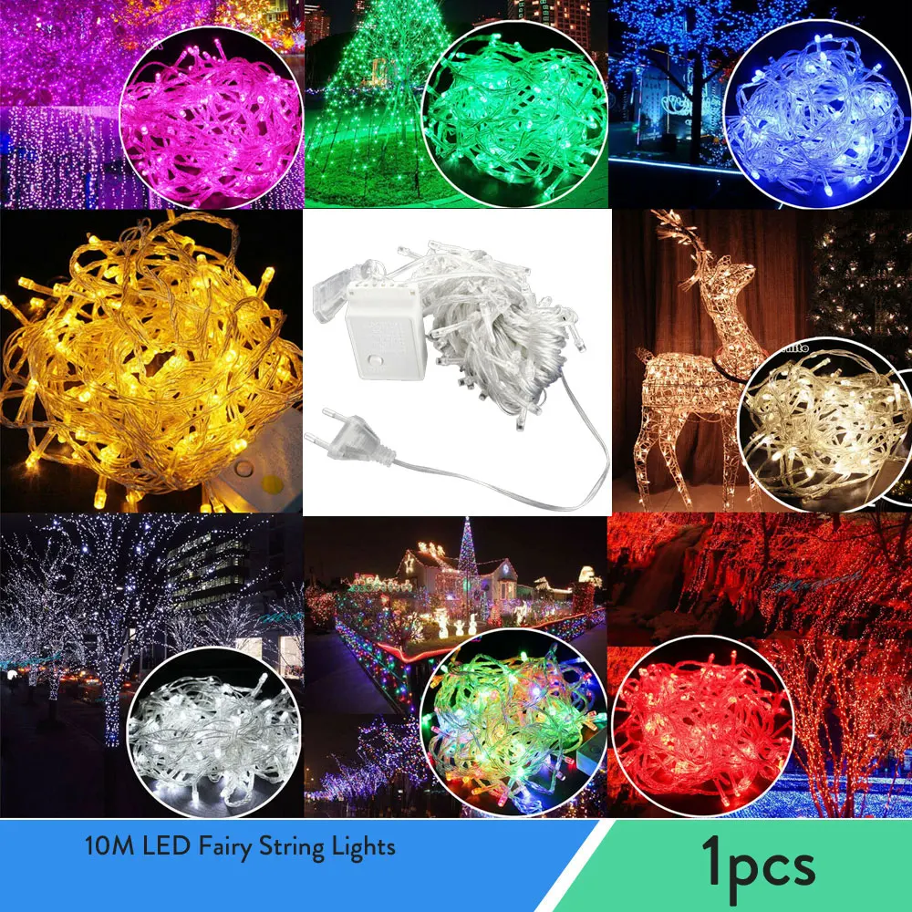 10M-LED-Fairy-String-Lights-Multicolor-Garland-Beads-Outdoor-Waterproof ...