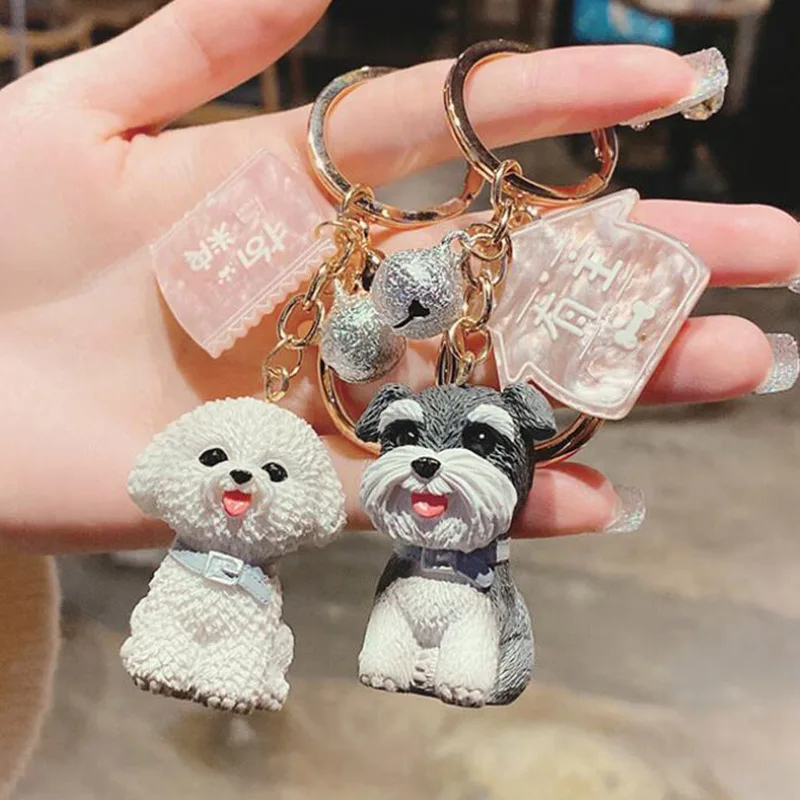 Simulation-Dog-Keychain-Bichon-Frise-Schnauzer-Pet-Key-Chains-Holder ...