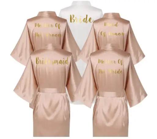 Rose Gold Satin Silk bride robe Wedding Robe Bridesmaid Bride Dressing ...