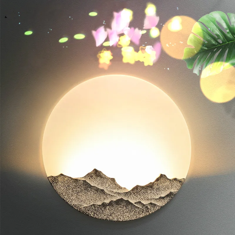 Lámpara de pared de luna nueva, luces Led de pared redondas con ...
