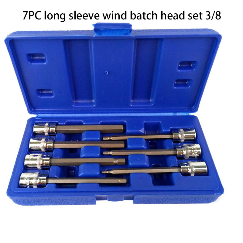 7pc 3/8 Extra Long Socket Set 3-10mm Socket Adatper For Torque Socket ...