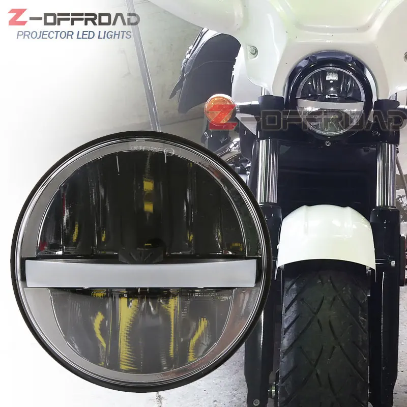 For Indian Scout Round 5.75inch Motorcycle Led Drl Headlight ...