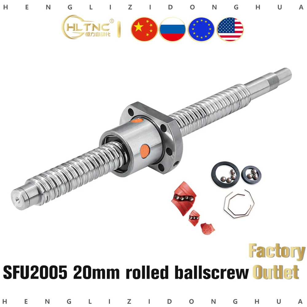 Free Shipping Ballscrew SFU 2005 Set : 20MM Ball screw RM2005 End ...