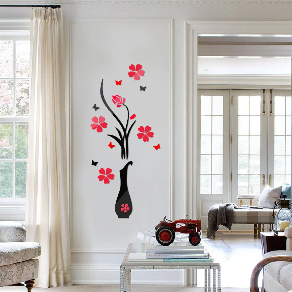 3D PE Foam Wall Sticker, DIY Switch Stickers, 3D Acrylic Glass Vase ...