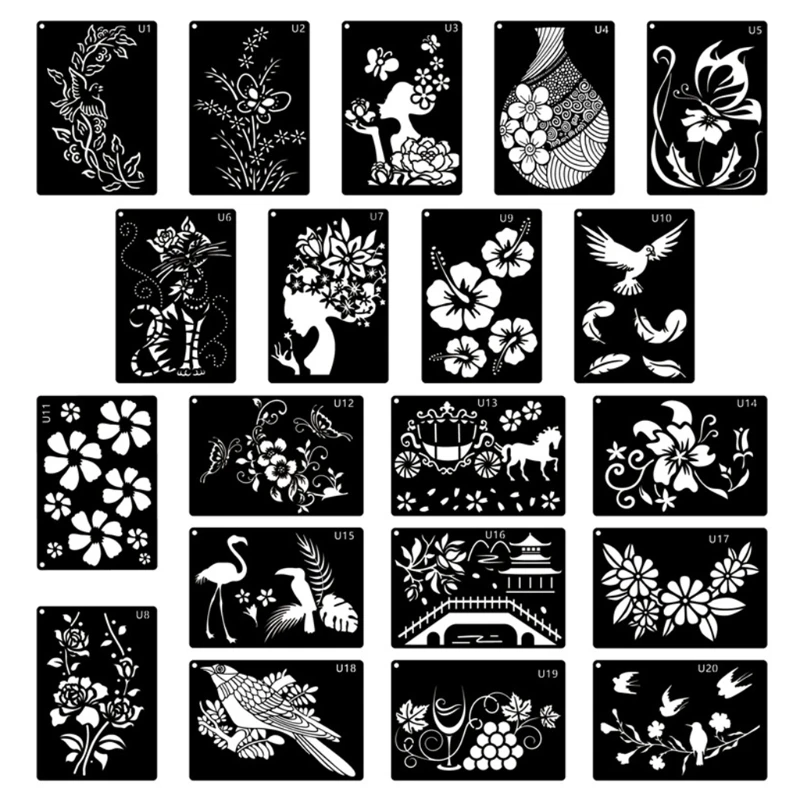 Painting Stencils 20 Pieces Suitable For Multiple Scenes Branches Leaf ...