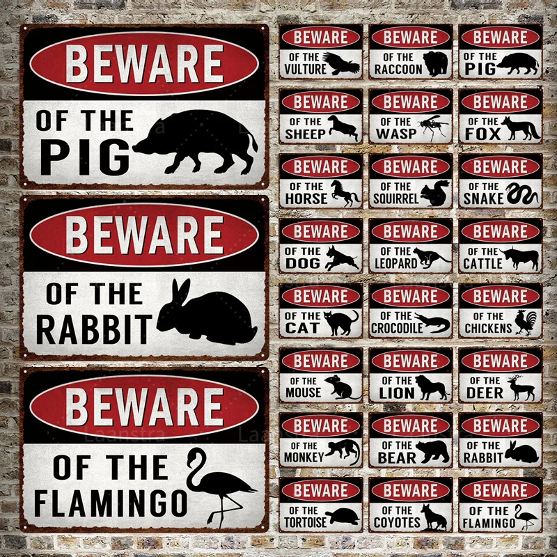 Vintage Scenic Area Outdoor Wild Beast Warning Sign Decor Tin Sign ...