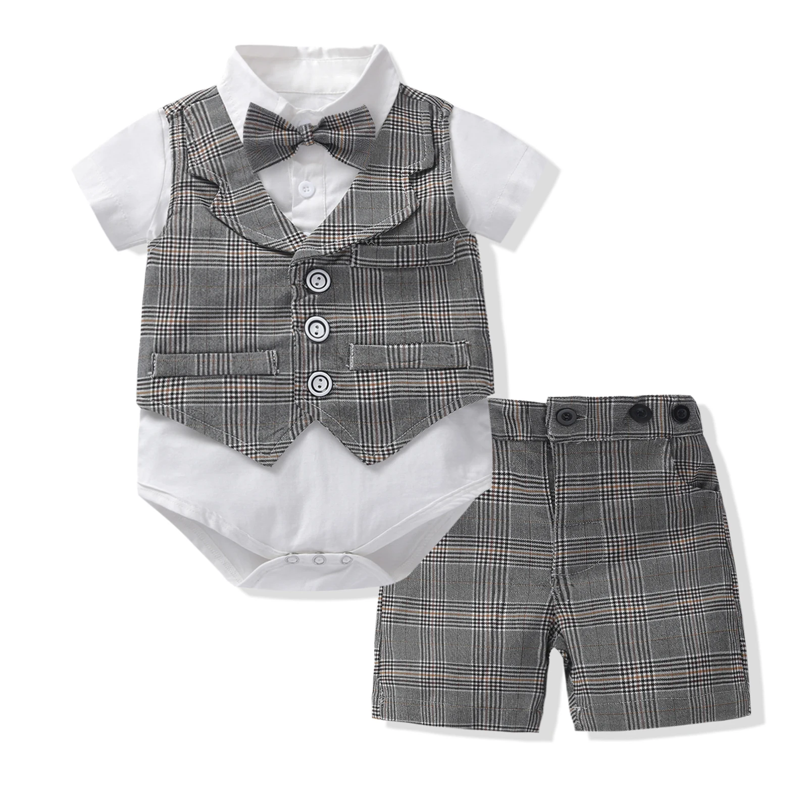 Boy Clothes Toddle3 6 9 Months1st Birthday Outfit Solid White Romper ...