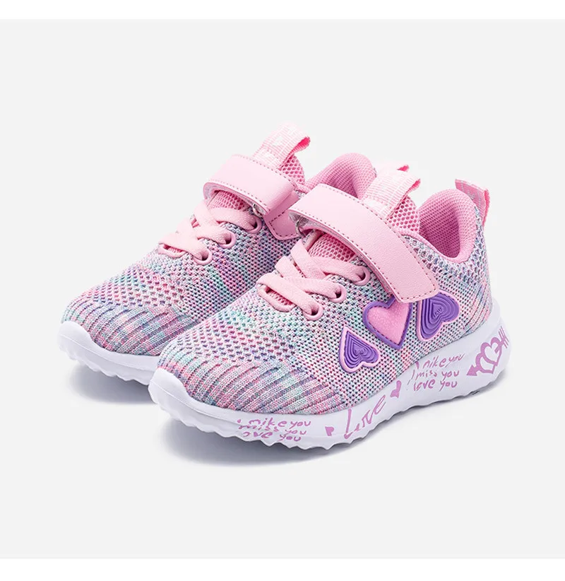 2020 Girls Sneakers Hot Sale Fashion Heart Pattern Sport Shoes Cute ...