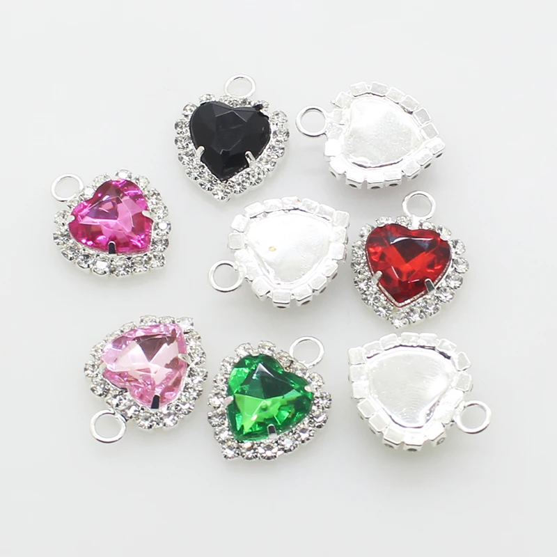 10Pcs-Lot18MM-Heart-shaped-Metal-Button-Heart-Claw-Rhinestone-Single ...
