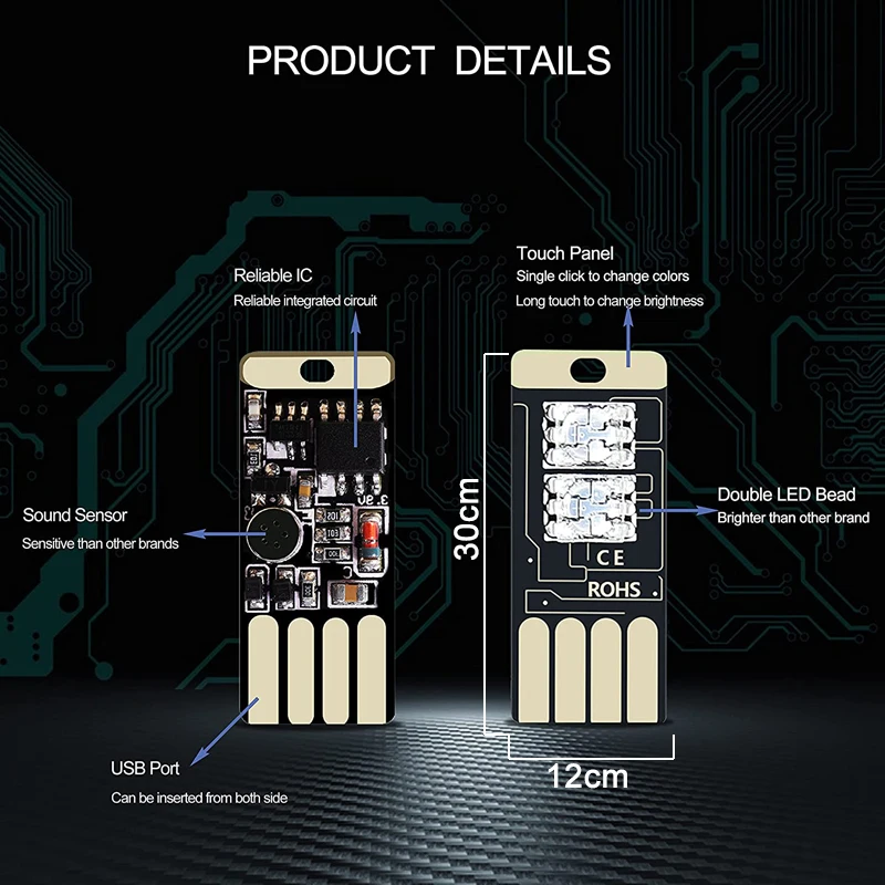 Led Usb 장식 램프 자동차 인테리어 분위기 조명 미니 소형 Rgb 클럽 디스코 매직 무대 효과 음악 티몬