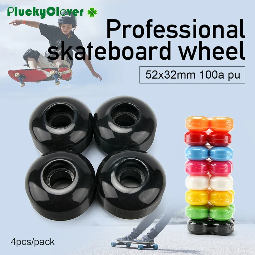 4pc Skateboard Wheel 52mm 100a Double Rocker Board Wheels Fish Snake ...