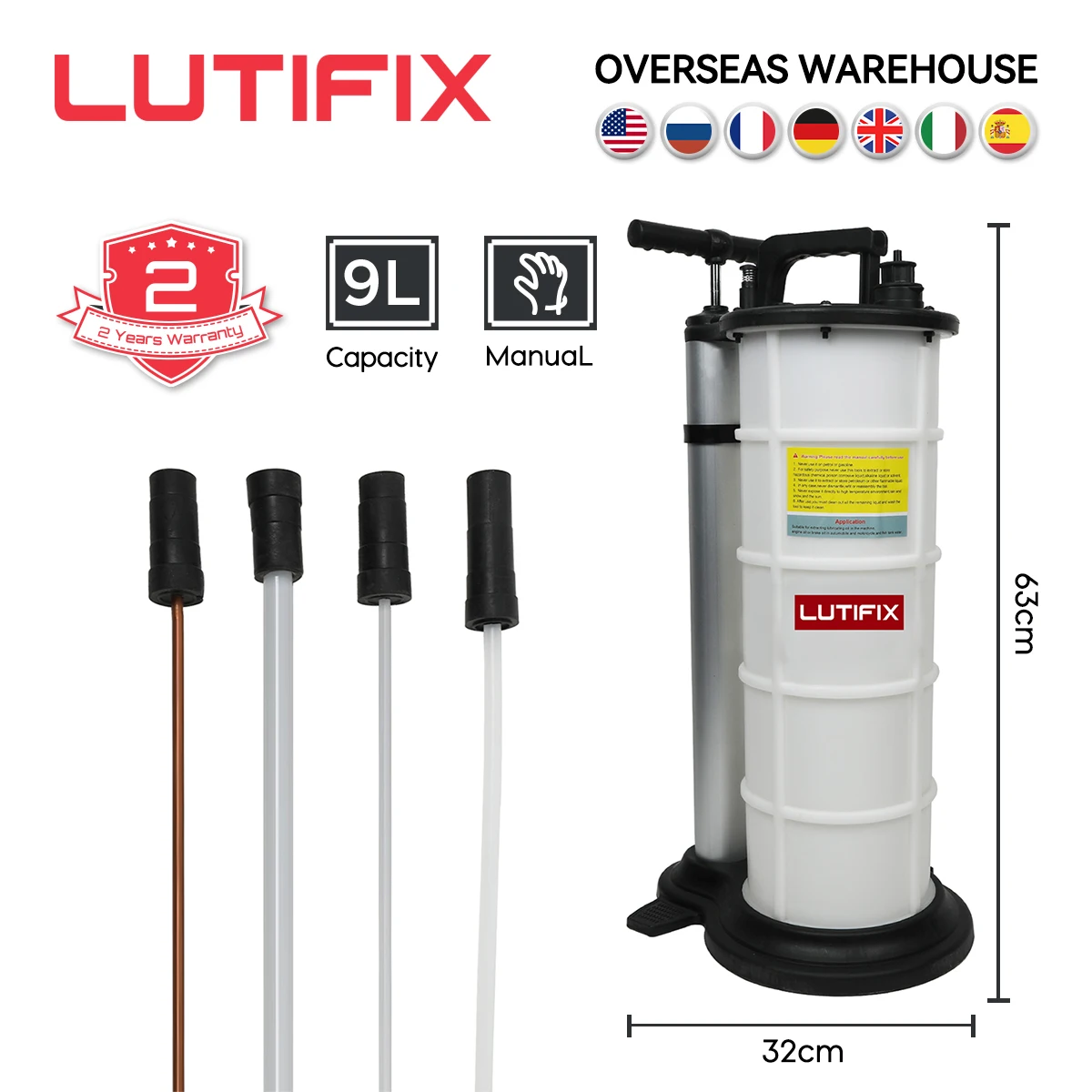 LUTIFIX bomba extractora de aceite Manual para coche, Extractor de fluido al vacío, herramienta ...