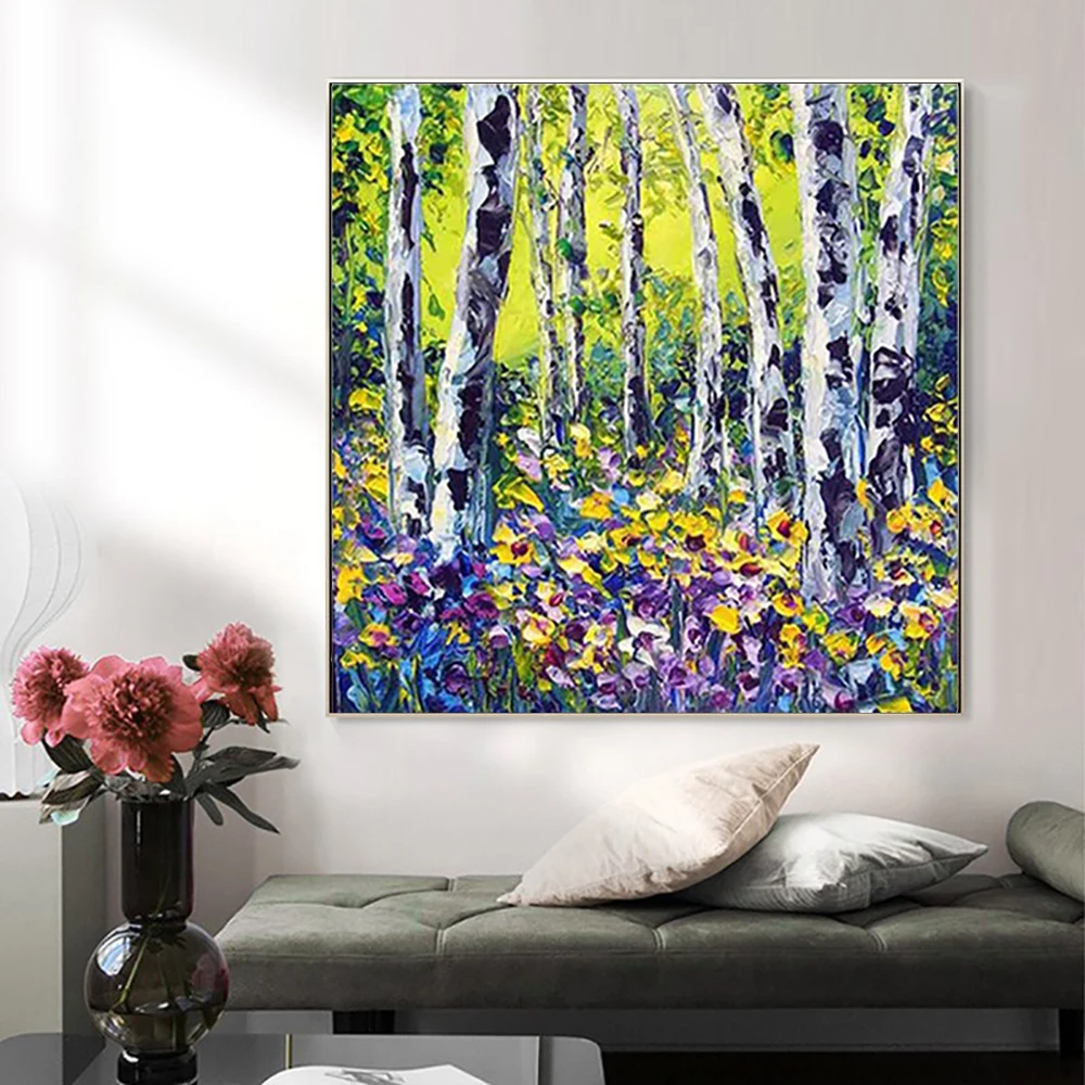 Abstract Birch Tree Paintings