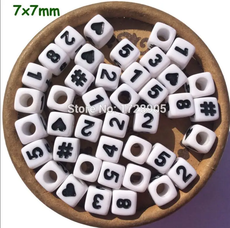 Number Beads for Kids Jewelry making 7mm 100pcs 0 9 Acrylic Beads ...