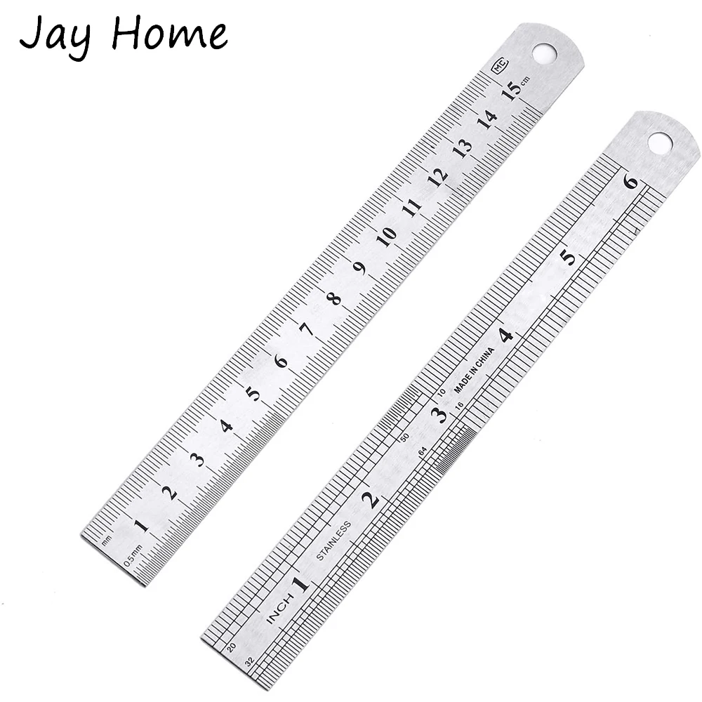 15Cm-6-Inci-Stainless-Steel-Ruler-Presisi-Ganda-Sisi-Skala-Jahit ...