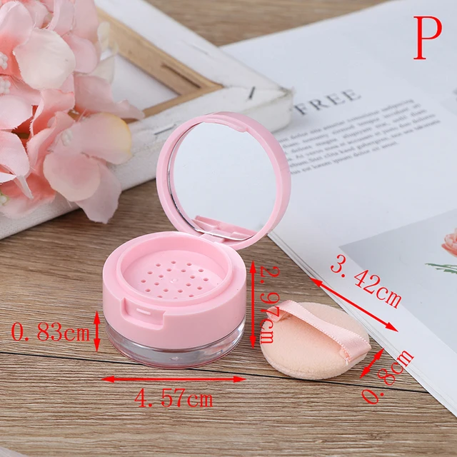 Portable Plastic Powder Box Empty Loose Powder Pot With Sieve Mirror ...