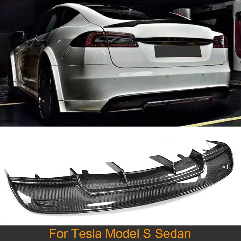 Carbon-Fiber-Rear-Bumper-Diffuser-Lip-Spoiler-For-Tesla-Model-S-Sedan-4 ...